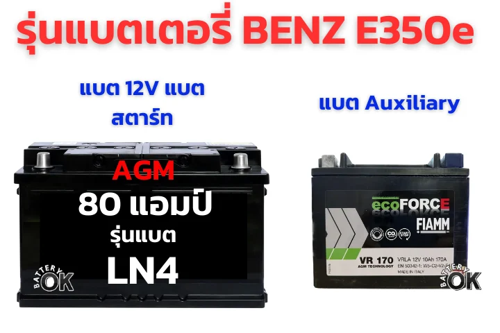 แบตเตอรี่ BENZ E350e (W213) ราคาเริ่ม 6,500 บาท แบต AGM